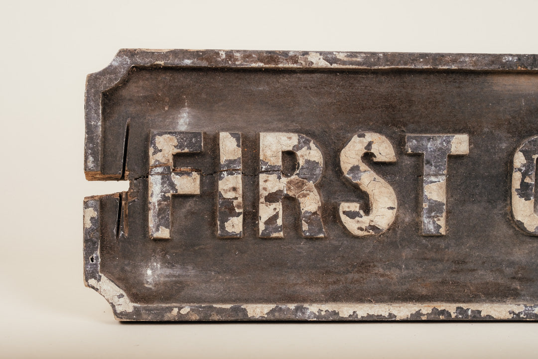 Wooden "First Class Waiting Room" Sign | Fork Handles Antiques